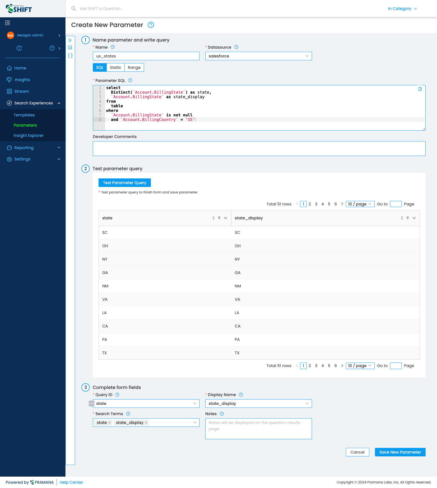 SQL Parameters – Pramana Help Center